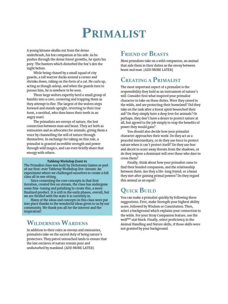 Primalist DEMO | PDF