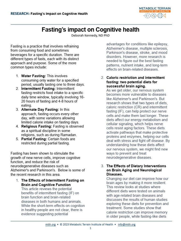 Fasting and Cognitive Health | PDF | Dieting | Fasting