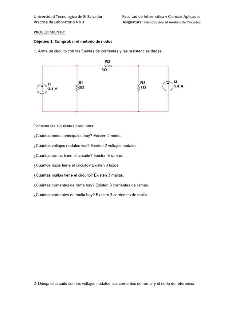 Análisis De Circuitos Método De Nodos Y Mallas Pdf Red Eléctrica