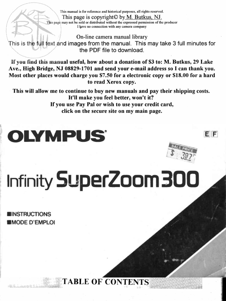 Olympus Infinity Super Zoom 300 | PDF