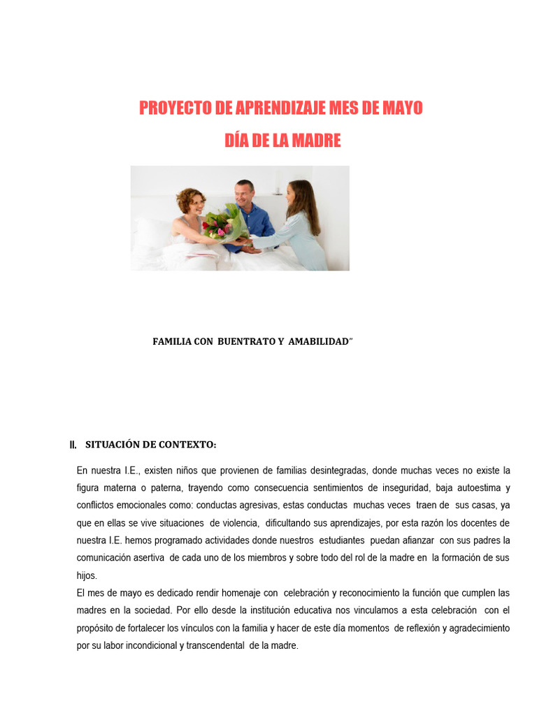 Proyecto Dia de La Madre | PDF | Evaluación | Cognición