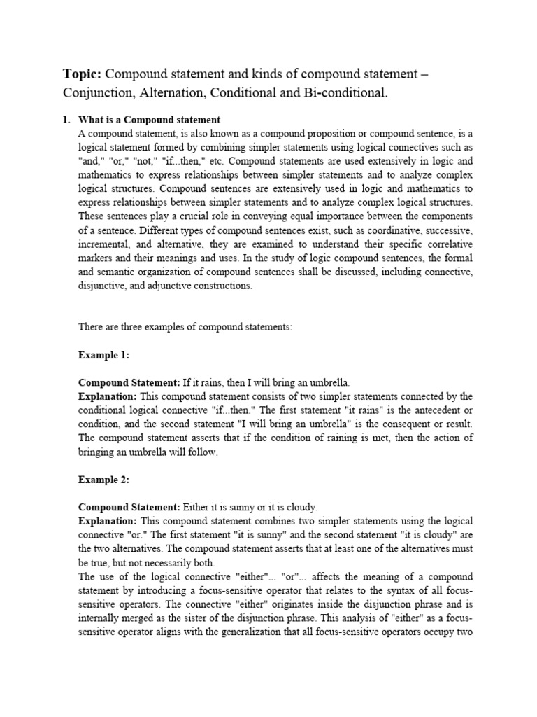 Compound statement and kinds of compound statement – Conjunction ...