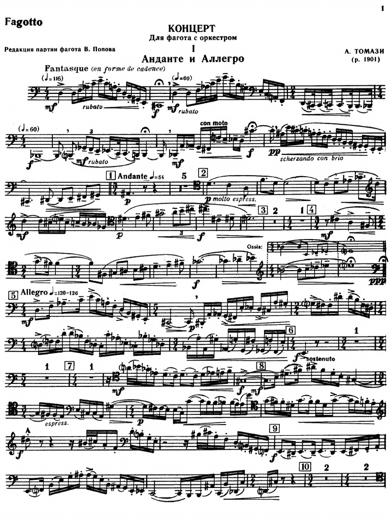 Basson Concerto HENRI TOMASI | PDF