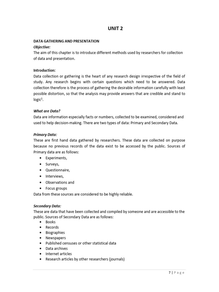 Unit 2 Lecture Note | PDF | Quantitative Research | Data Unit 2 Lecture Note | PDF | Quantitative Research | Data