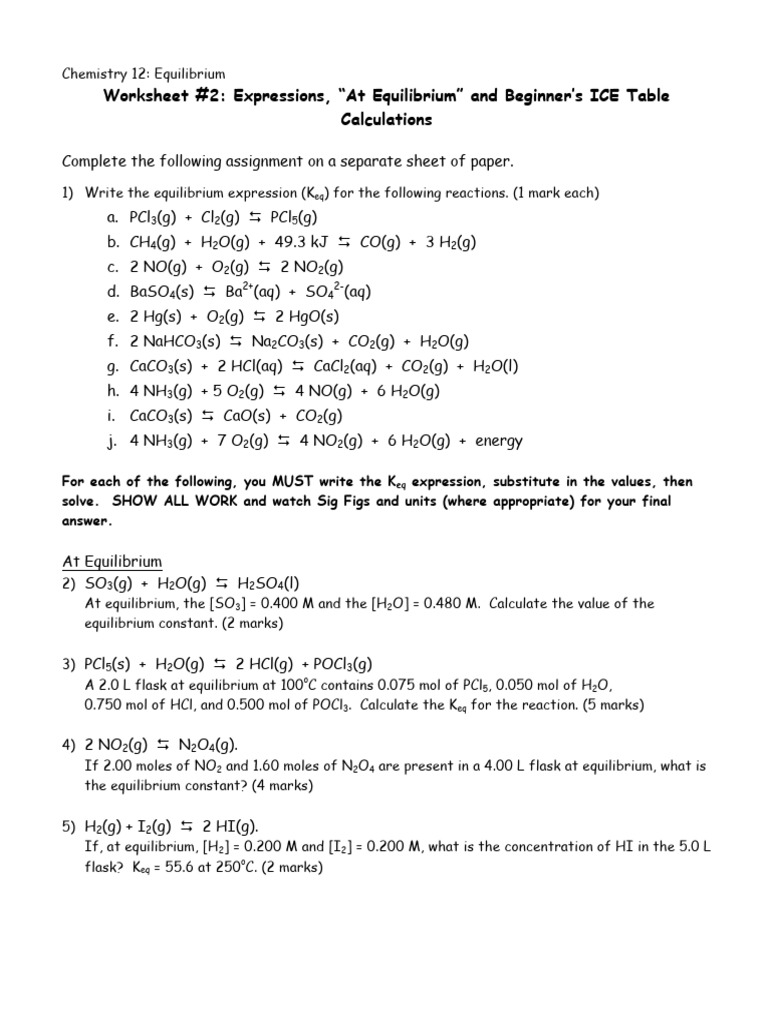 Equilibrium ICE | PDF | Chemical Equilibrium | Applied And Interdisciplinary Physics