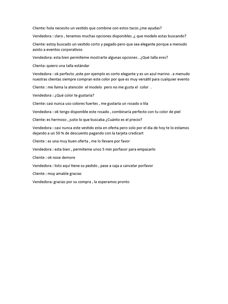 Compra de Un Vestido Activity English | PDF