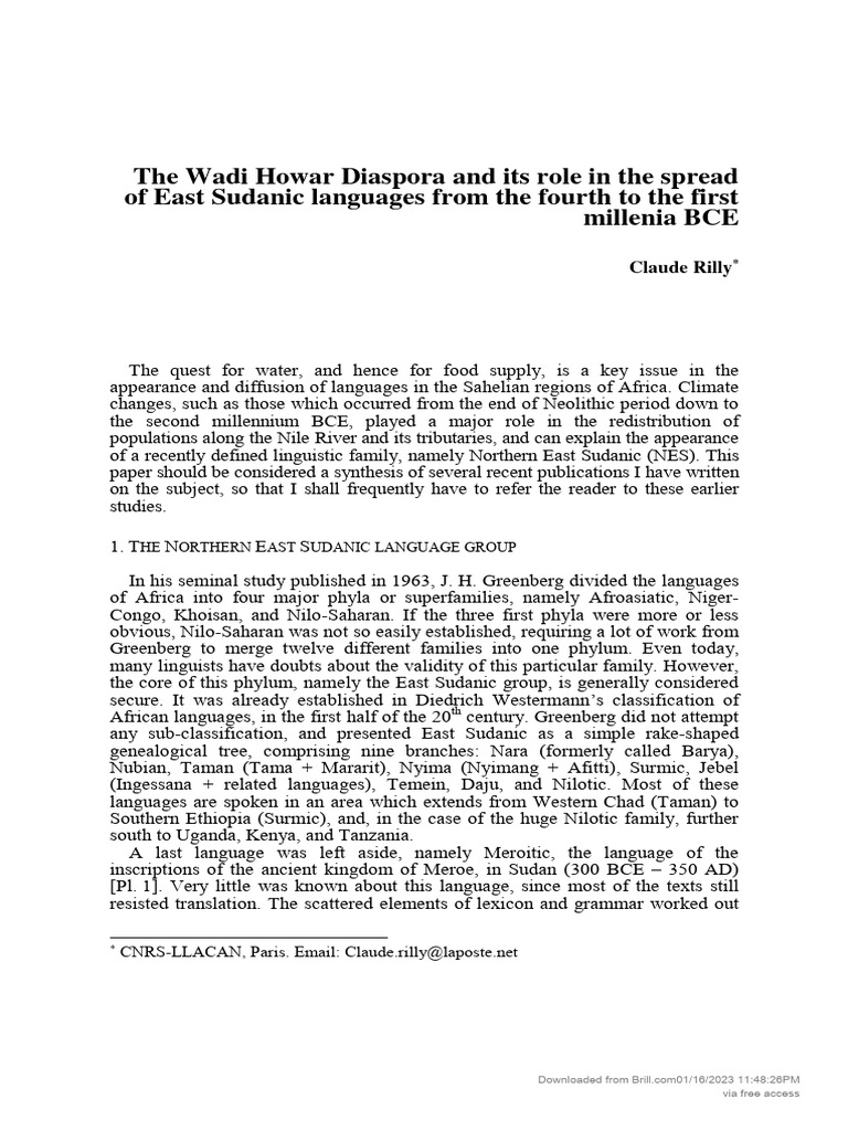 Wadi Howar Diaspora | PDF | Language Families | Linguistics