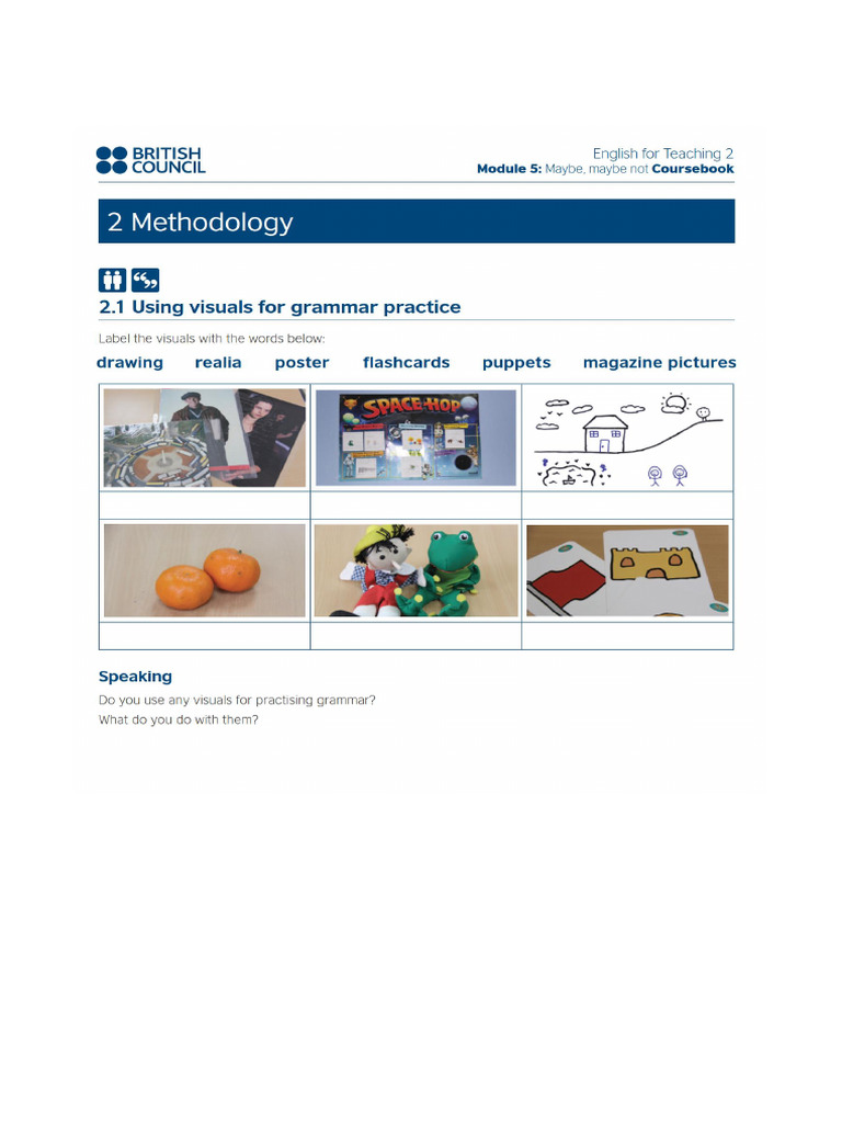Speaking_Using Visuals for Grammar Practice | PDF