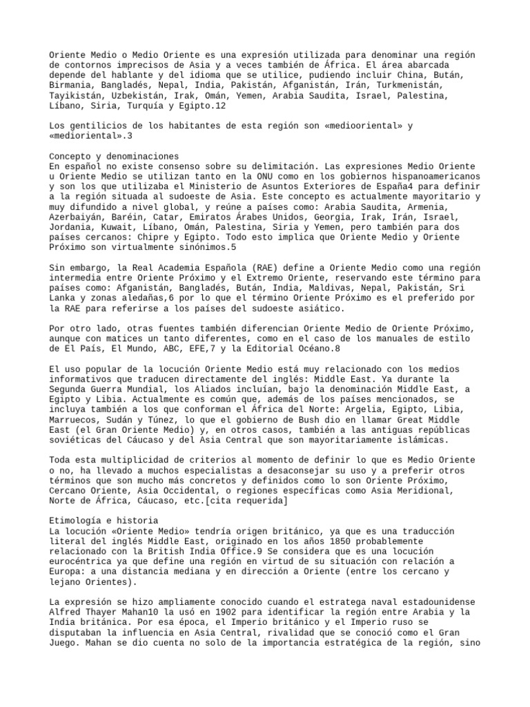 Oriente Medio o Medio Oriente Es Un | PDF | Oriente Medio | Cerca del este