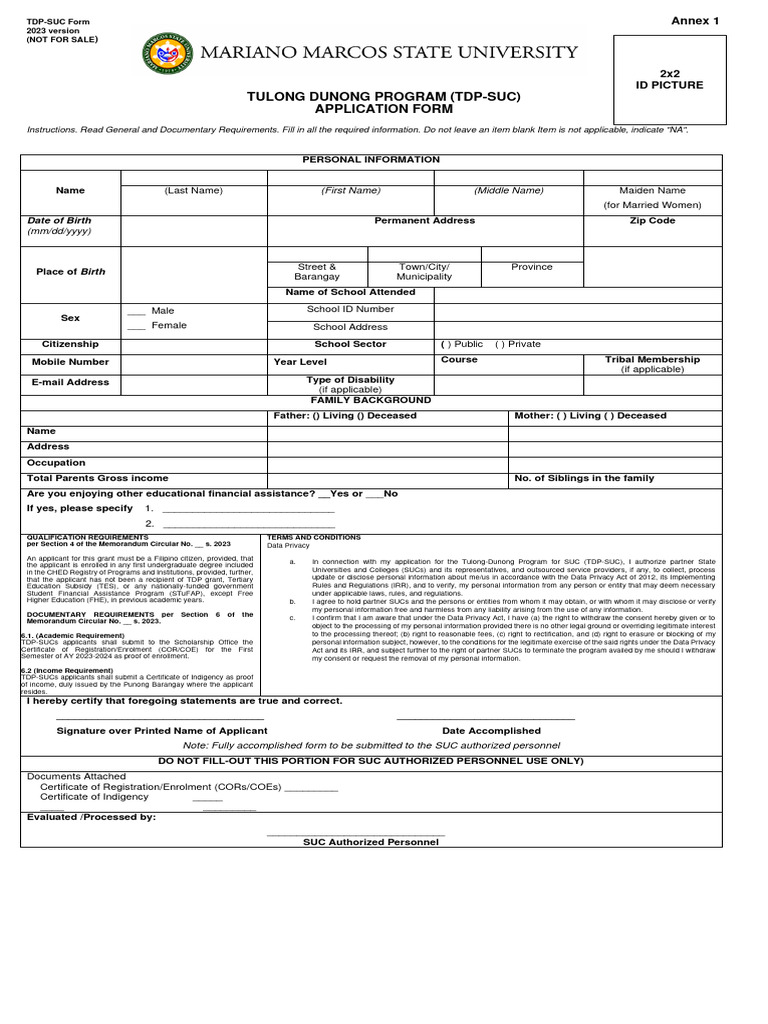 2 TDP-SUC Annex 1 - TDP-SUC Application Form | PDF | Justice | Crime ...