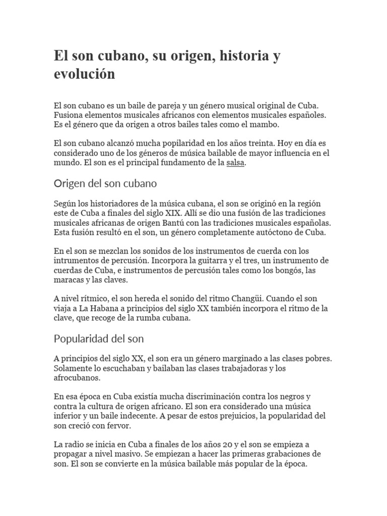 El Son Cubano | PDF | Bailes | Cuba