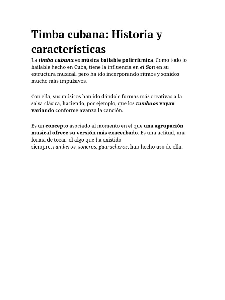 La Timba | PDF | Musica centroamericana | Musica Popular
