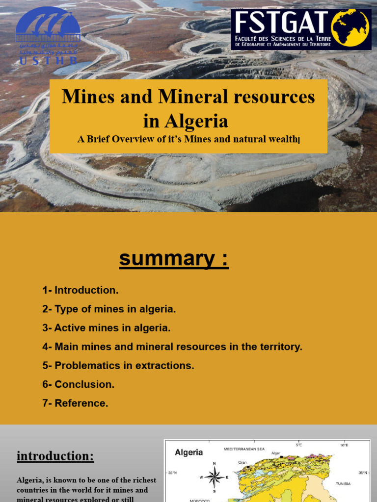 Mines and Mineral Resources in Algeria A Brief Overview of Its Mines ...