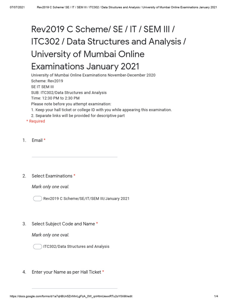 Rev2019 C Scheme/ SE / IT / SEM III / ITC302 / Data Structures and ...