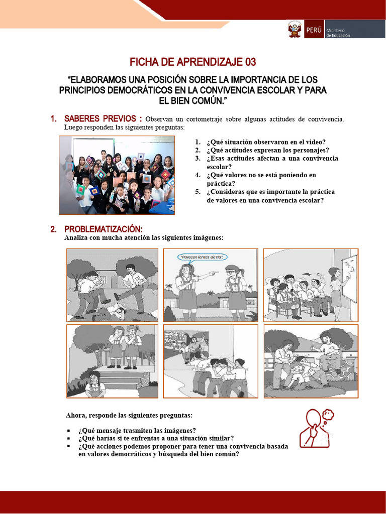 03 Ficha DPCC 4° Grado Ficha de Aprendizaje | PDF | Democracia | Ideologías políticas