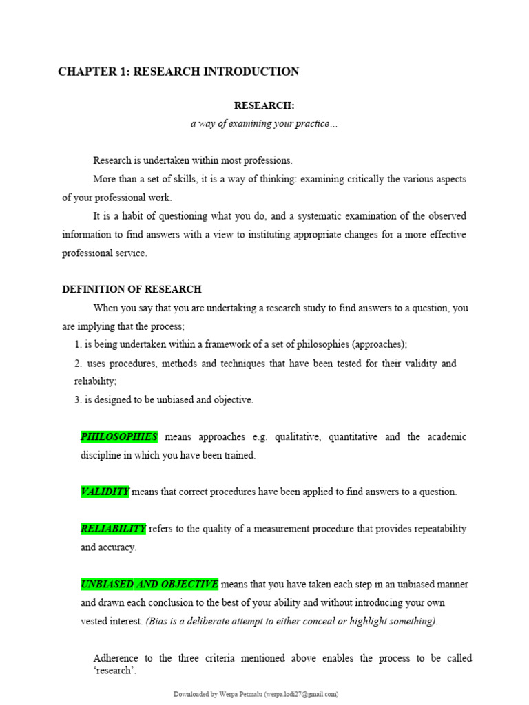 Chapter 1 Research Introduction Accounting Research Methods | PDF ...
