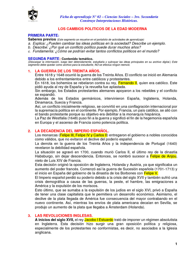 Leccion 2 HGE 3ro | PDF | Imperio español | Oliver Cromwell