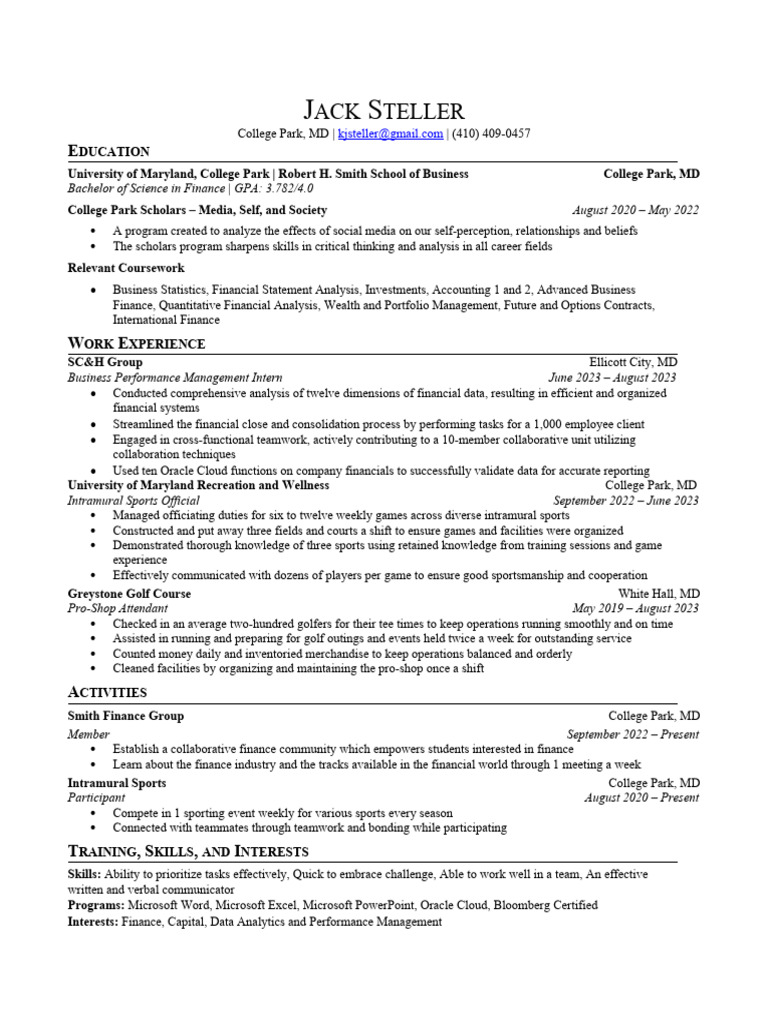 jack steller resume | PDF | Business