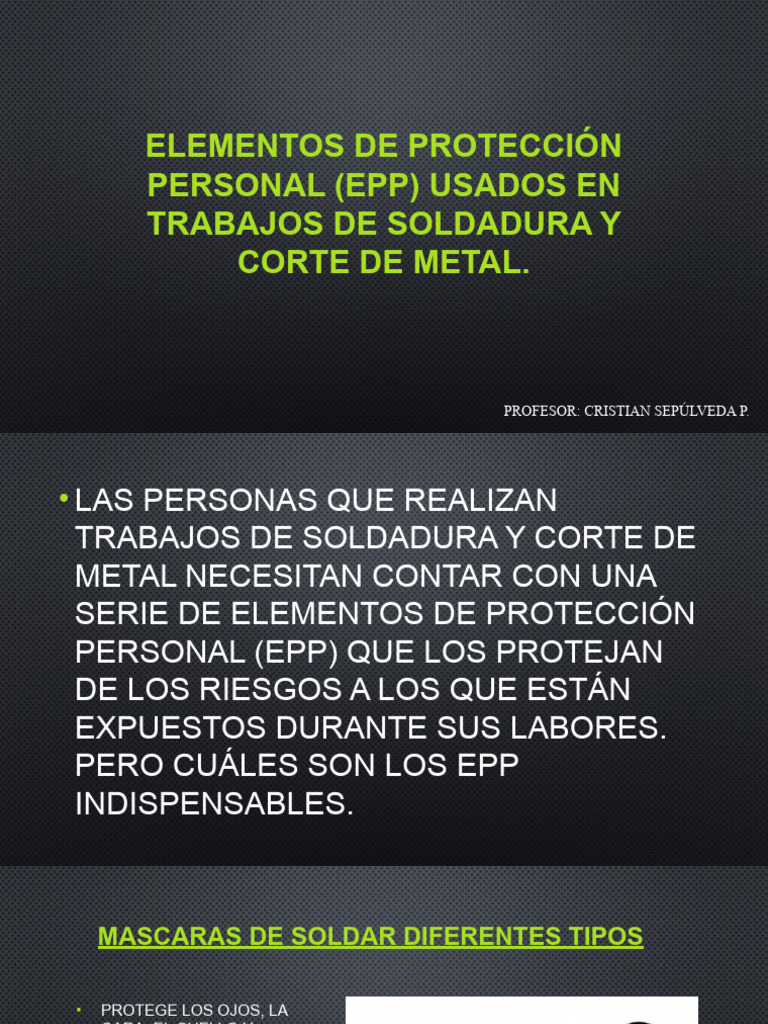 Presentación de EPP DE SOLDADURA | PDF | Soldadura | Construcción
