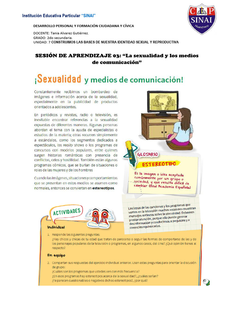 Unidad 7 - Sesion 3 - Modulo DPCC - Segundo de Secundaria | PDF Unidad 7 - Sesion 3 - Modulo DPCC - Segundo de Secundaria | PDF