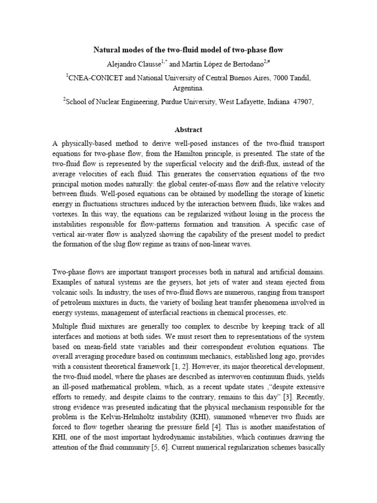 Natural Modes of the Two-fluid Model of Two-phase | PDF | Fluid ...