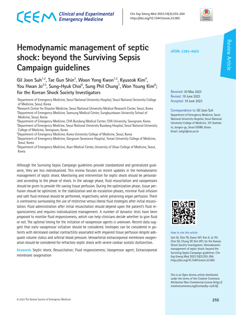 Ceemseptic Shock Hemodynamic | PDF | Sepsis | Shock (Circulatory)