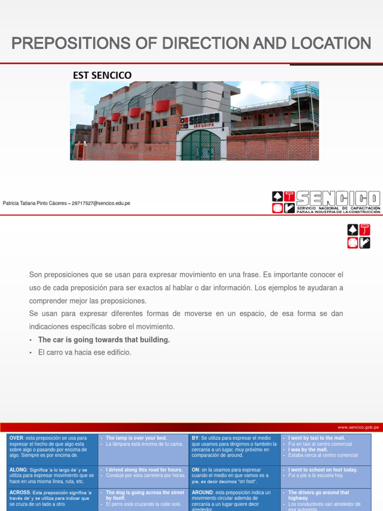 Preposiciones de Dirección y Ubicación | PDF