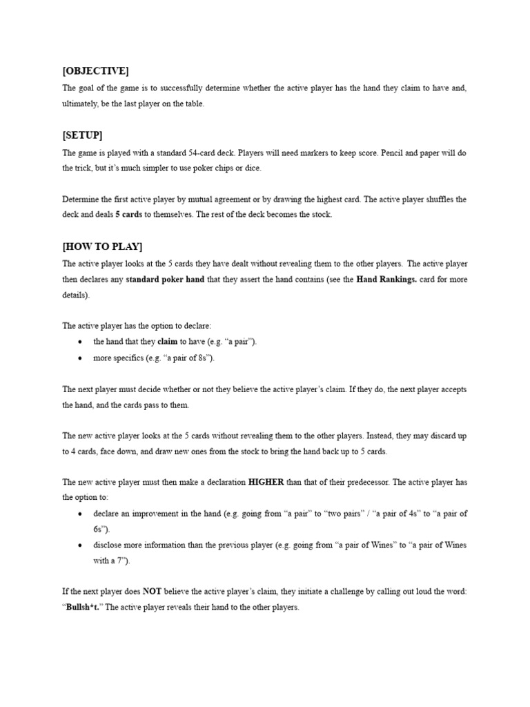 Manual | PDF | Poker | Playing Cards