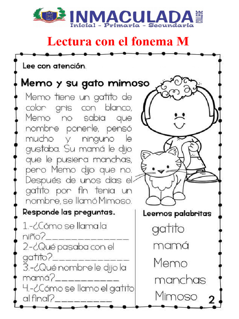 Lectura Con El Fonema M | PDF