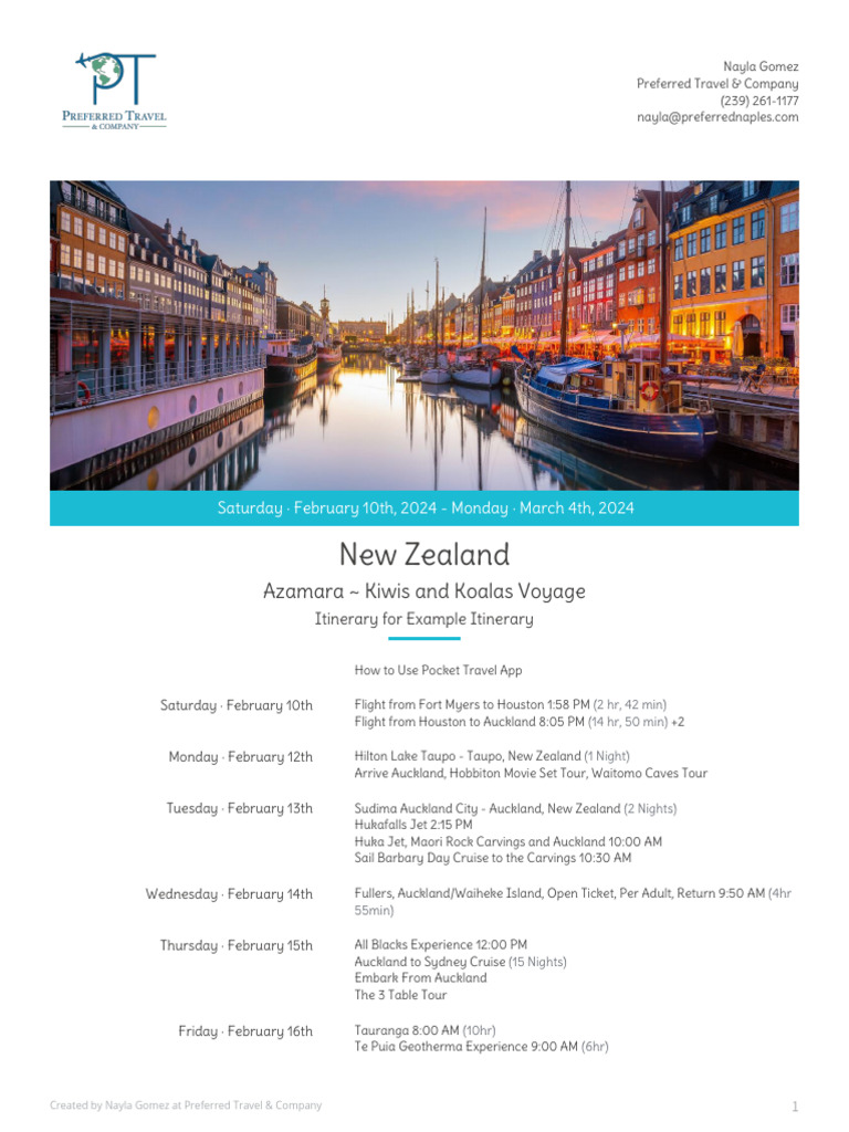 new zealand sample itinerary | PDF