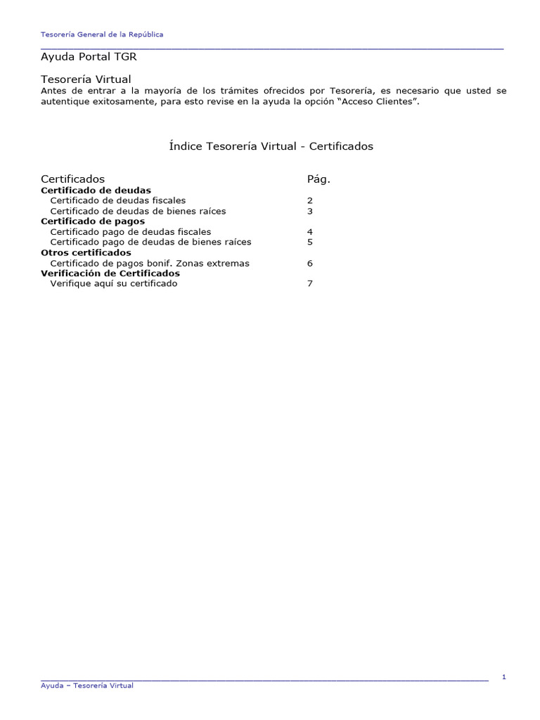 Ayuda Portal TGR - Certificados | PDF