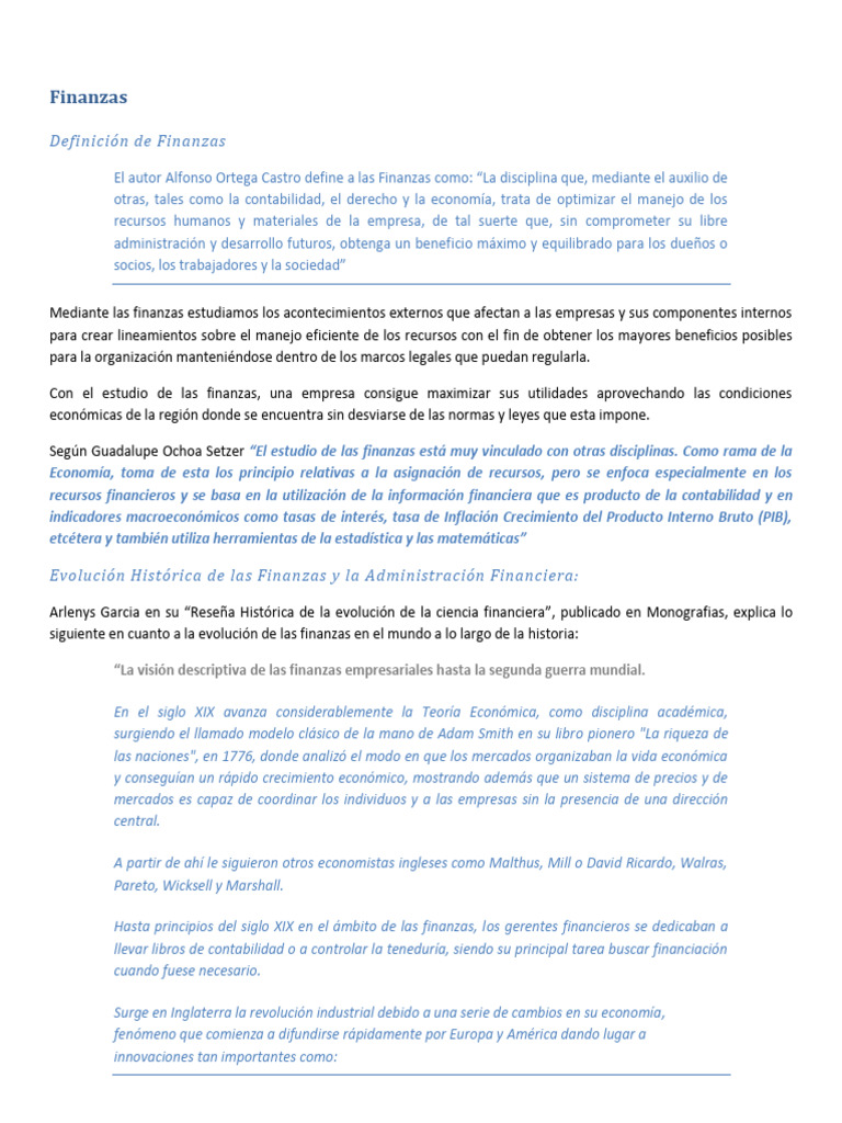 Finanzas Definicion de Finanzas | Descargar gratis PDF | Business ...