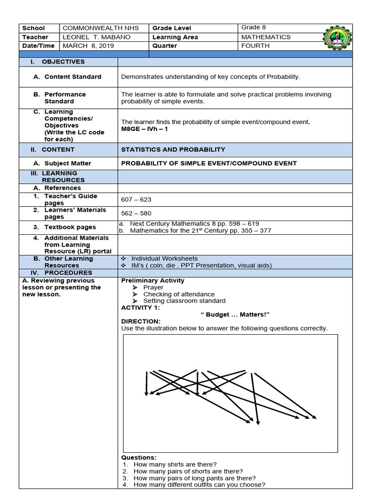 4Q. Prob. of SimpleCompound Event | PDF | Probability | Learning