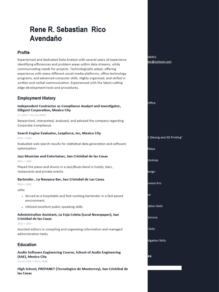 RR Sebastian CV | PDF | 3 D Computer Graphics | Computing