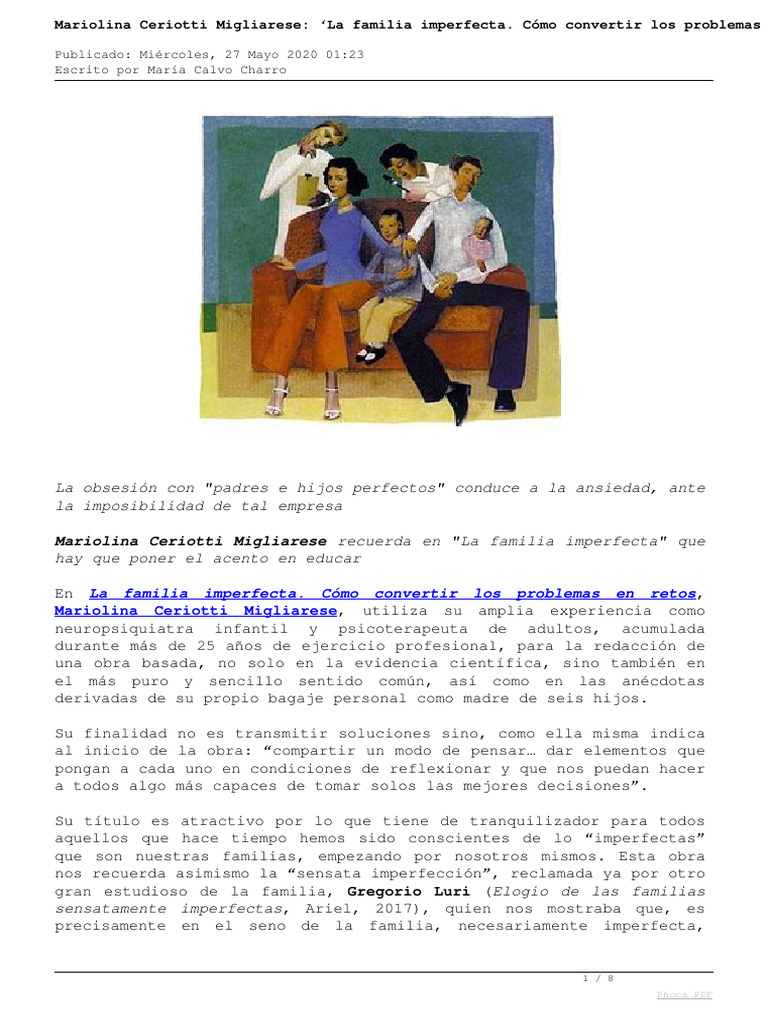 Mariolina Ceriotti Migliarese - La Familia Imperfecta. Cómo Convertir ...