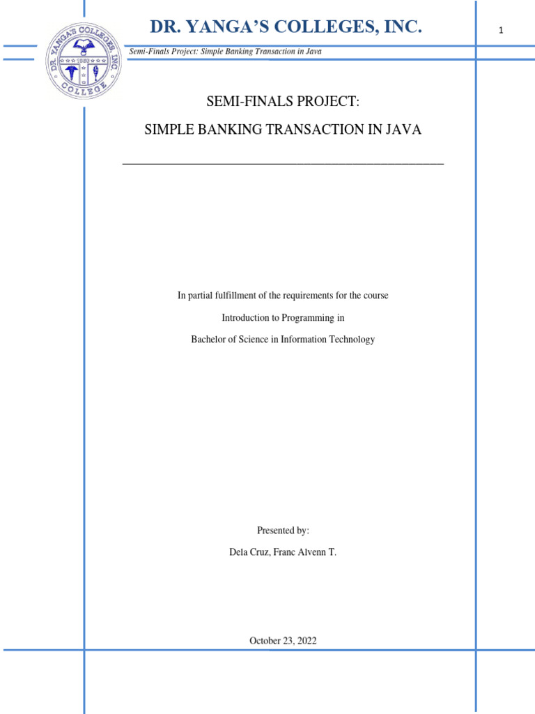 ITP Project (Simple Banking System) | PDF | Deposit Account | Banks