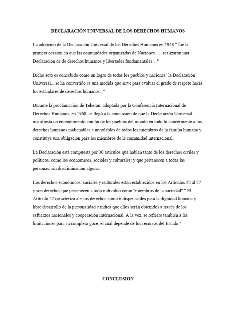 Importancia de la Declaración de Derechos Humanos | PDF | Derechos ...