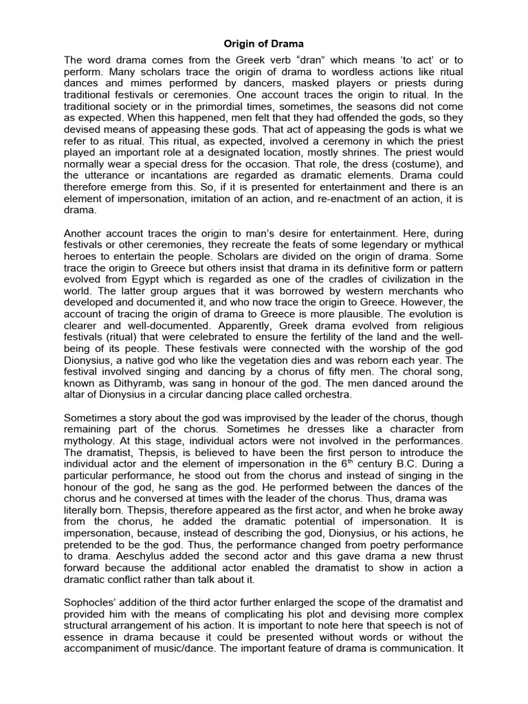 Origin-of-Drama | PDF | Theatre | Play (Theatre)