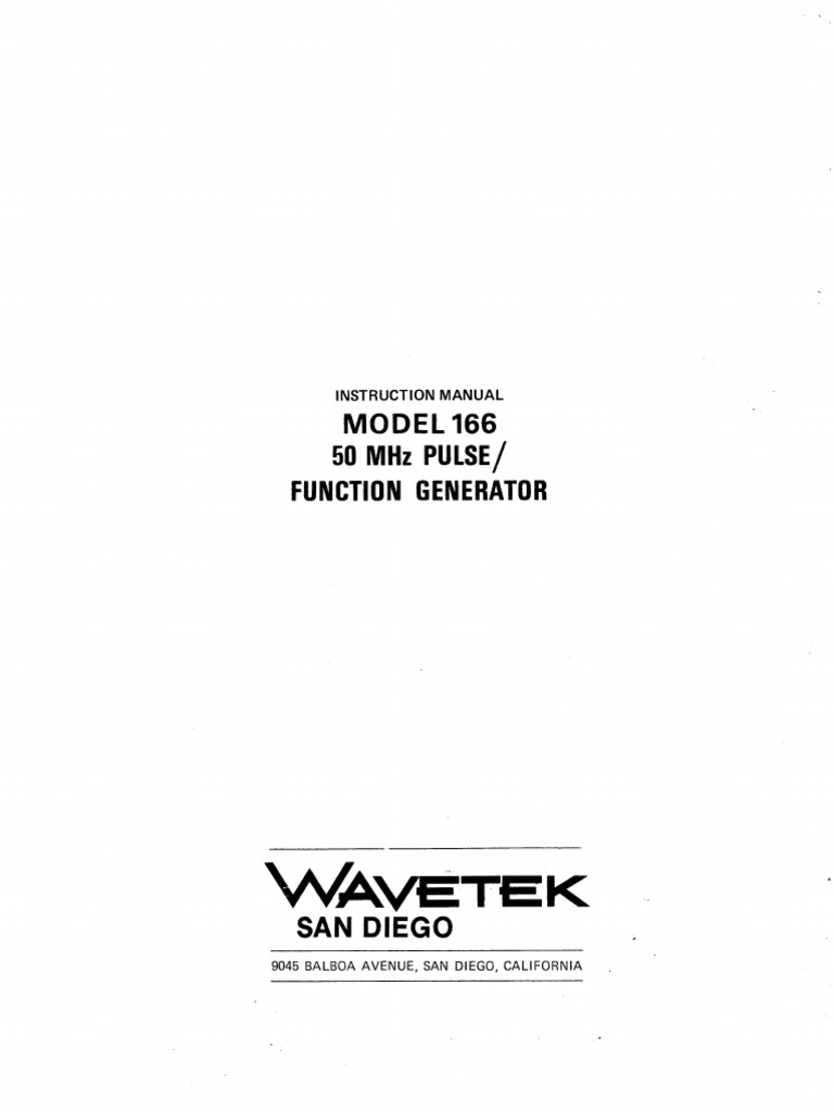 Instruction Manual Wavetek Model 166 50 MHZ | PDF | Amplitude | Fuse ...