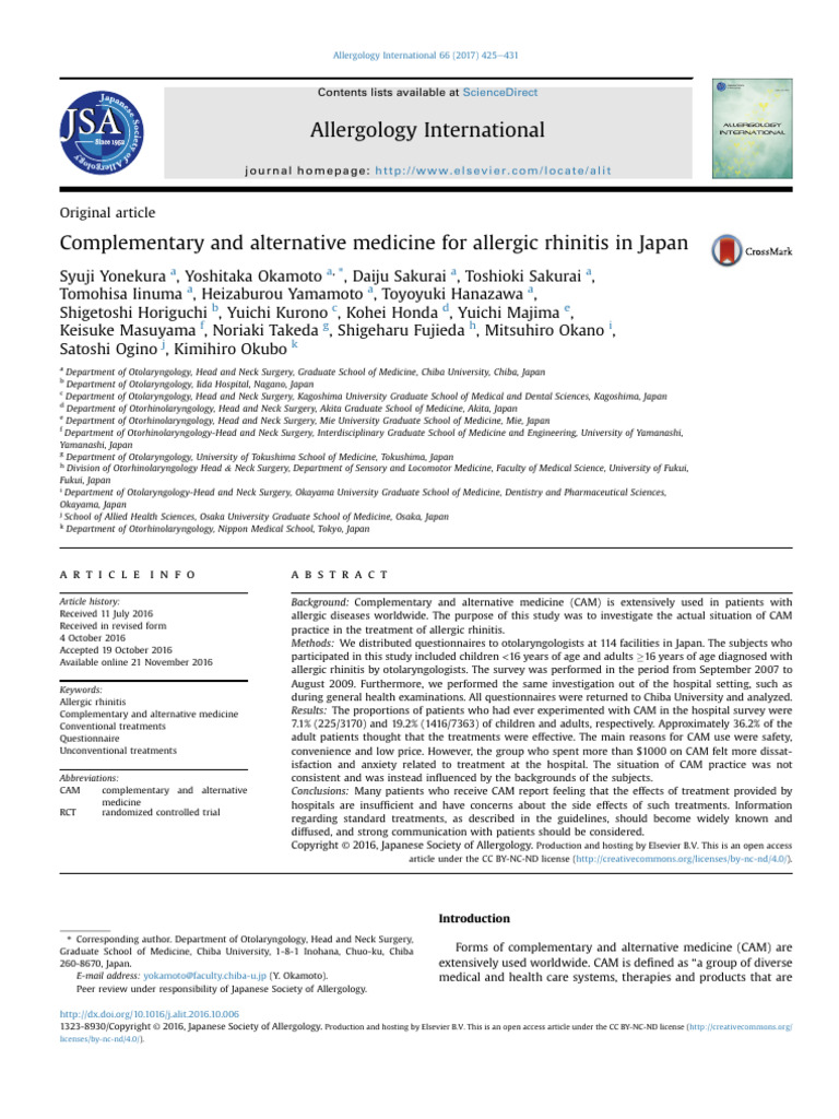 Allergology International: Original Article | PDF | Medicine | Alternative Medicine