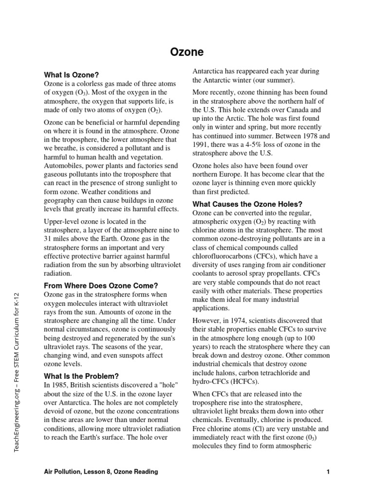 cub_air_lesson08_ozone | PDF | Chlorofluorocarbon | Ozone Depletion