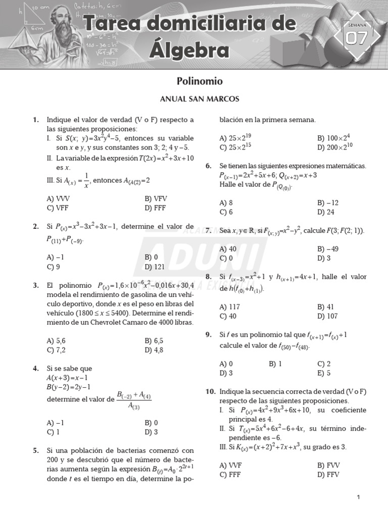 Álgebra Sem 7 | PDF | Análisis matemático | Lógica matemática
