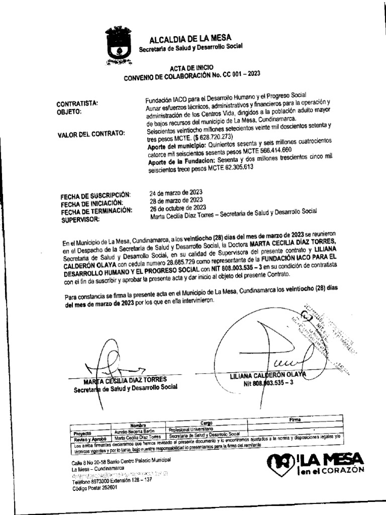 Acta de Inicio CC-001-2023 | PDF