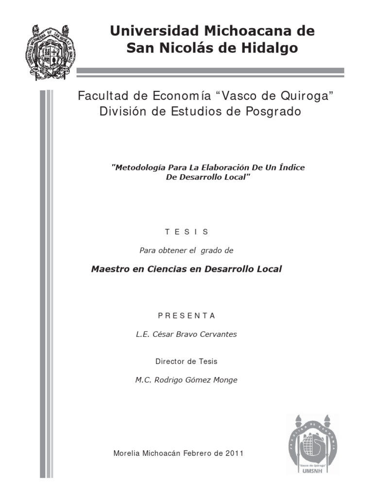 TESIS 2011 Metodología Para La Elaboración de Un Índice de Desarrollo ...