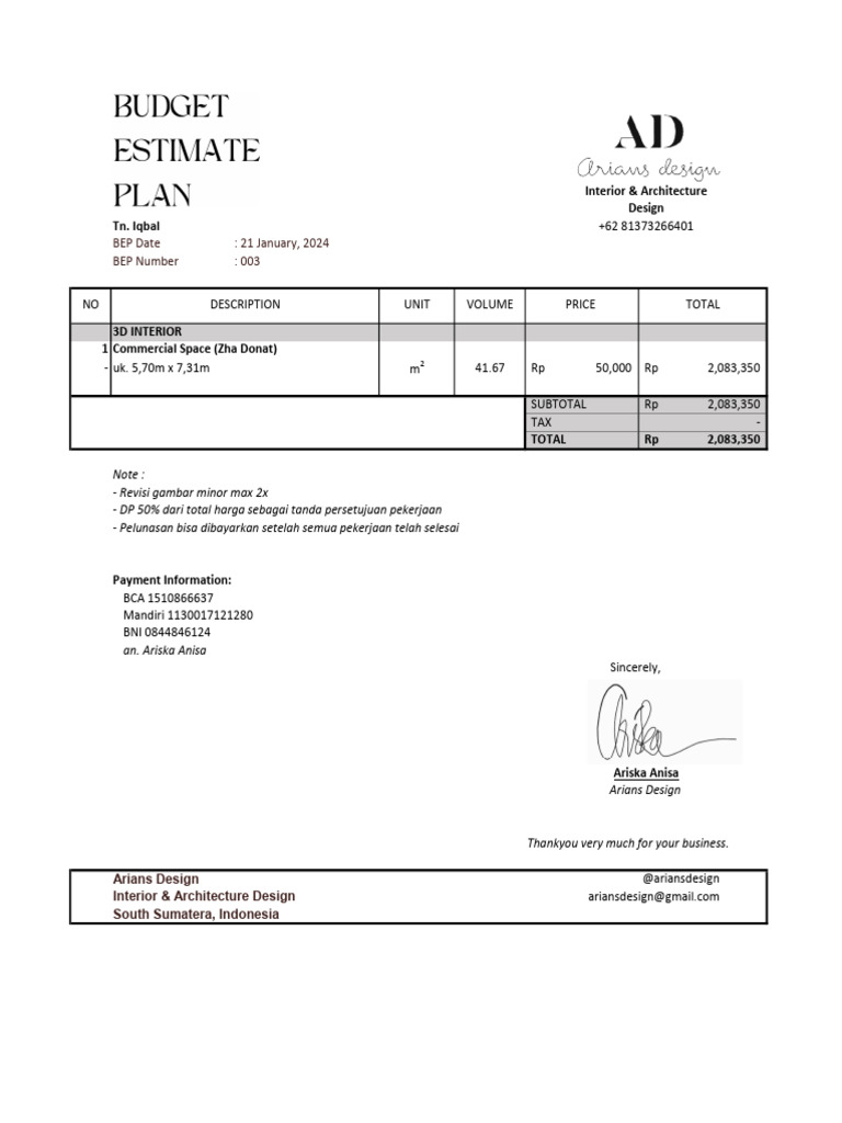 Bpk. Iqbal - RAB Design Interior | PDF