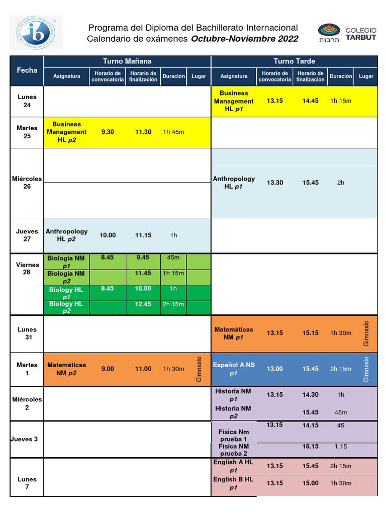 IB Exams Timetable 2022_v1 6 oct | PDF