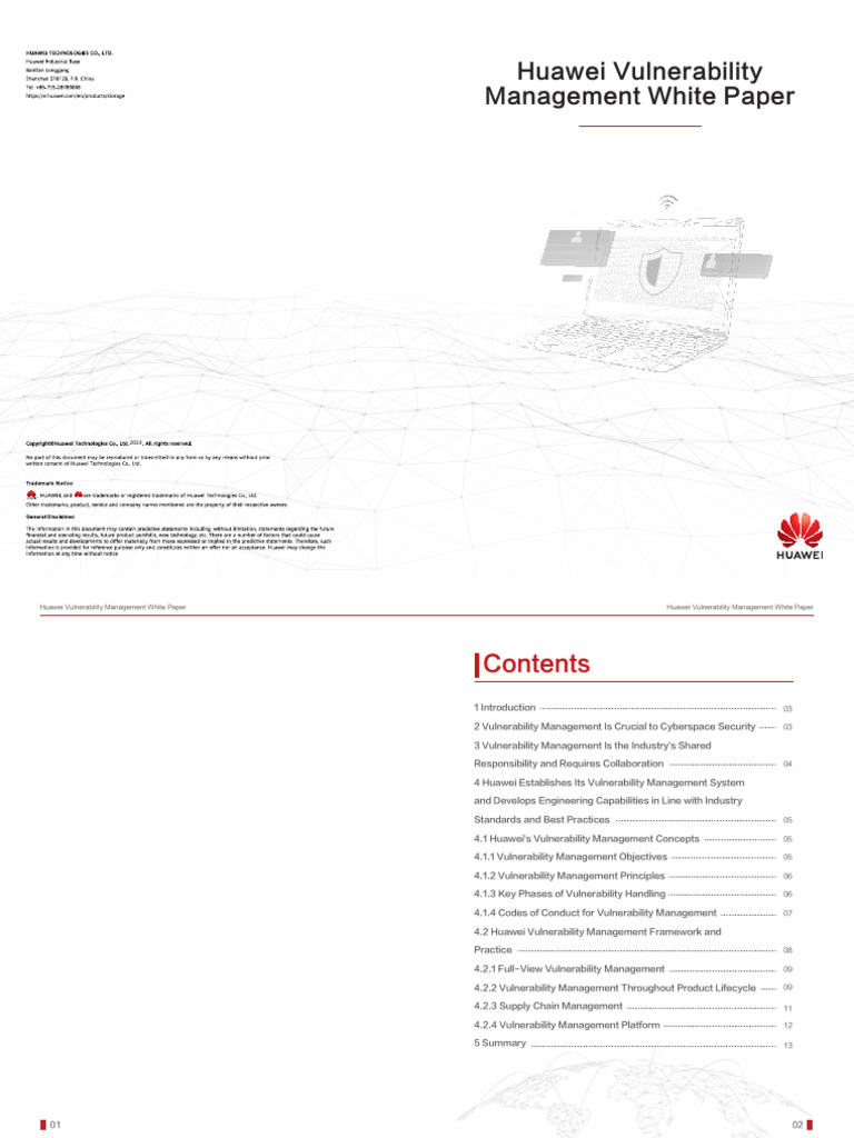 Huawei Vulnerability Management White Paper en | PDF | Vulnerability (Computing) | Computer Security
