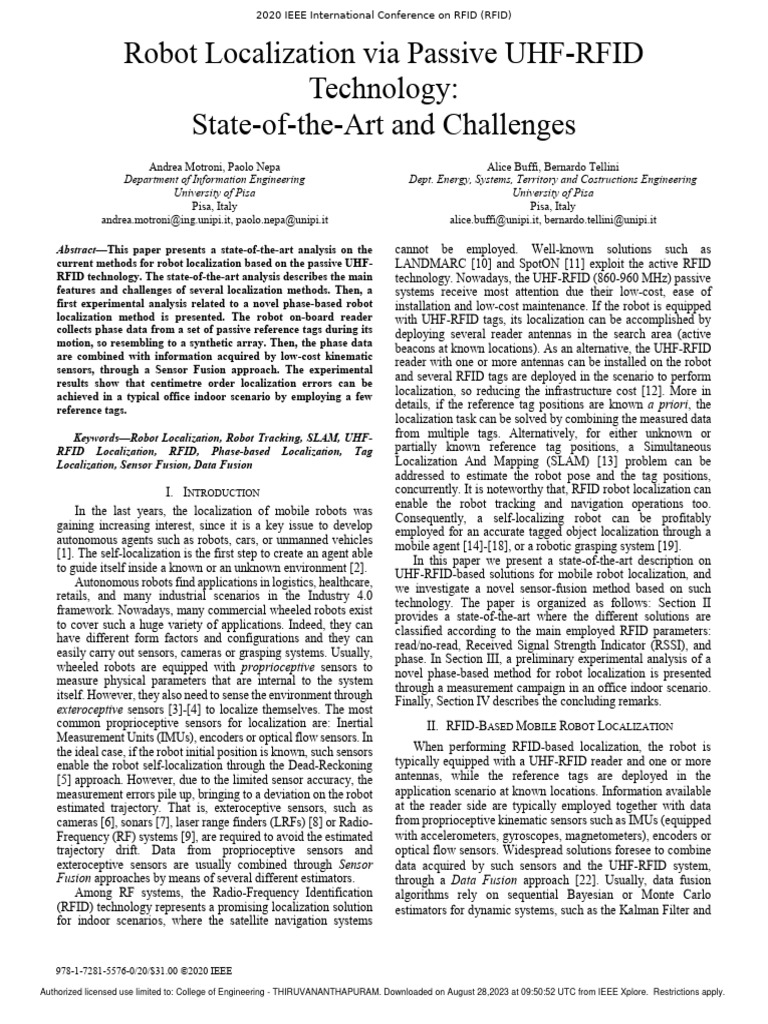 Robot Localization Via Passive UHF-RFID Technology State-of-the-Art and ...