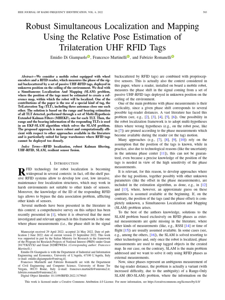 Robust Simultaneous Localization and Mapping Using The Relative Pose Estimation of Trilateration ...