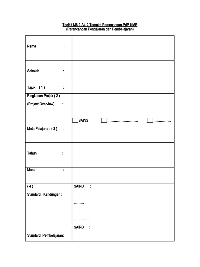 Templat - Kosong Perancangan - PDP-KMR With Timeline 2024 | PDF